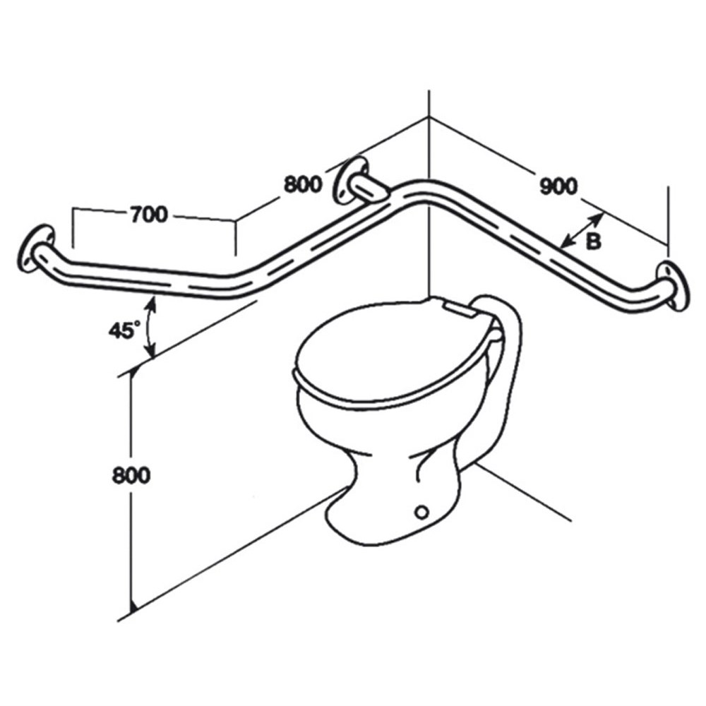 Toilet Rail: Type 07: Concealed Flanges - Bathroom Rails - Alpha ...