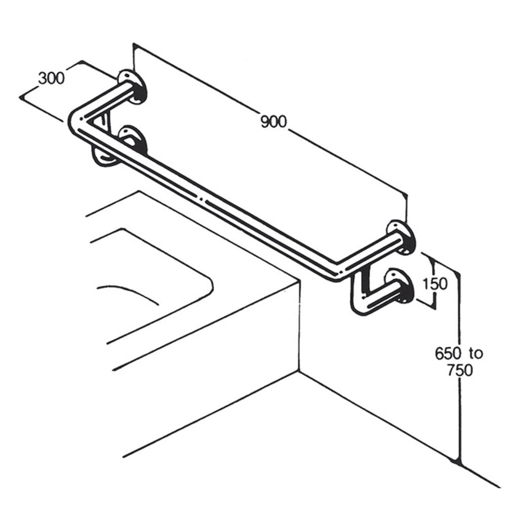 Bath Rail: Type 022: Concealed Flanges - Bathroom Rails - Alpha ...